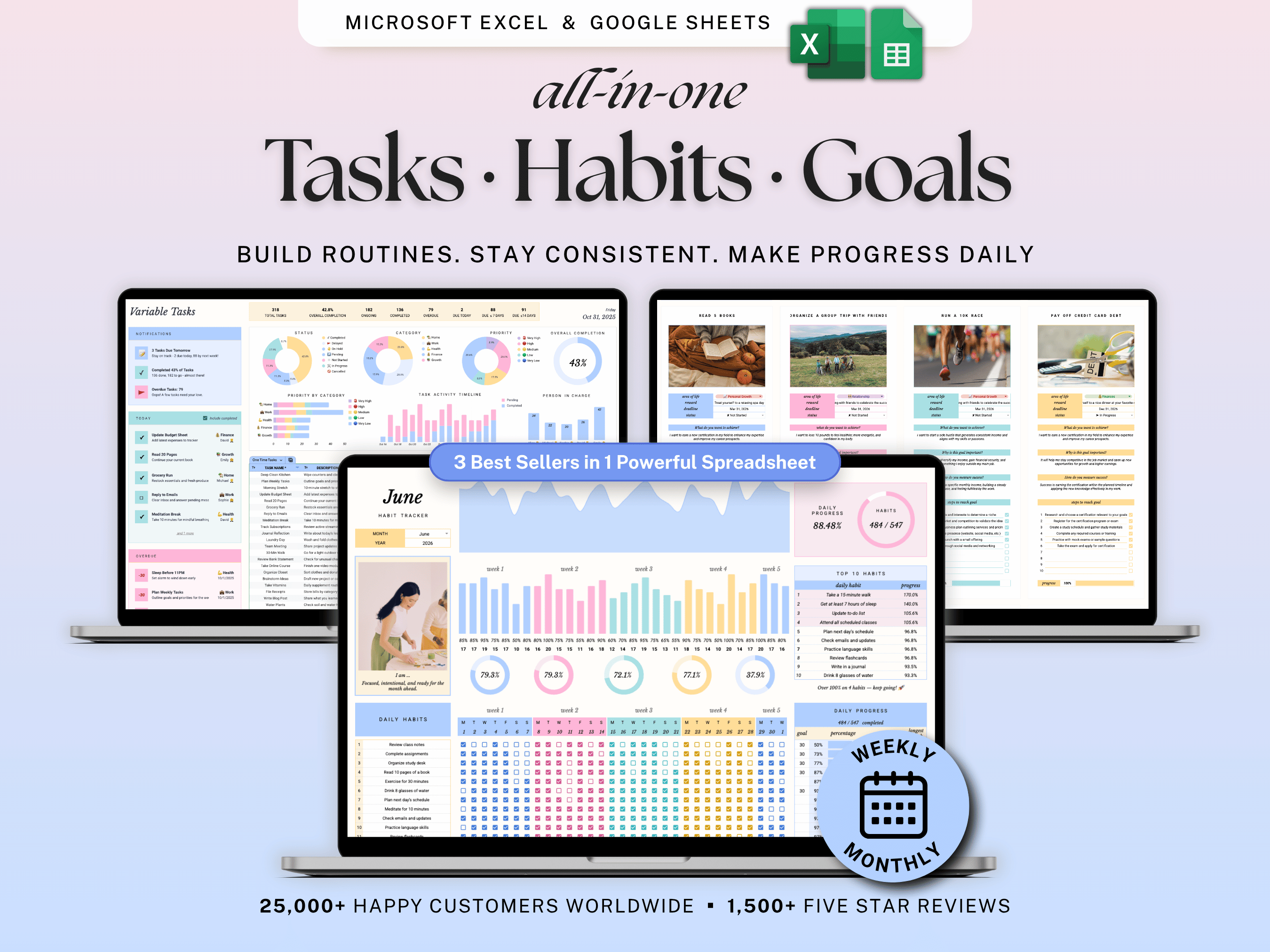 Tasks, Habits & Goals Tracker – Google Sheets & Excel Template – Hey ...