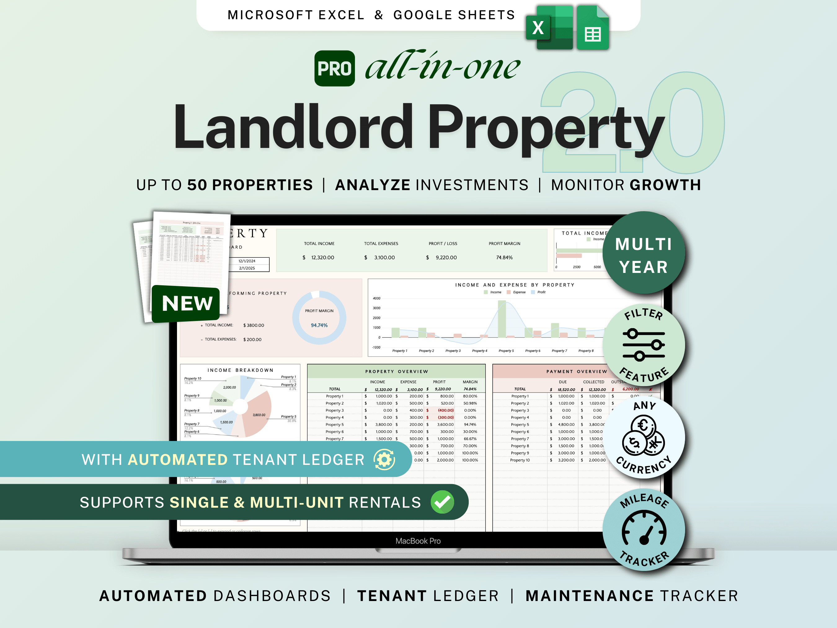 Ultimate Rental Property Tracker 2.0 - Google Sheets Template | Hey Morning