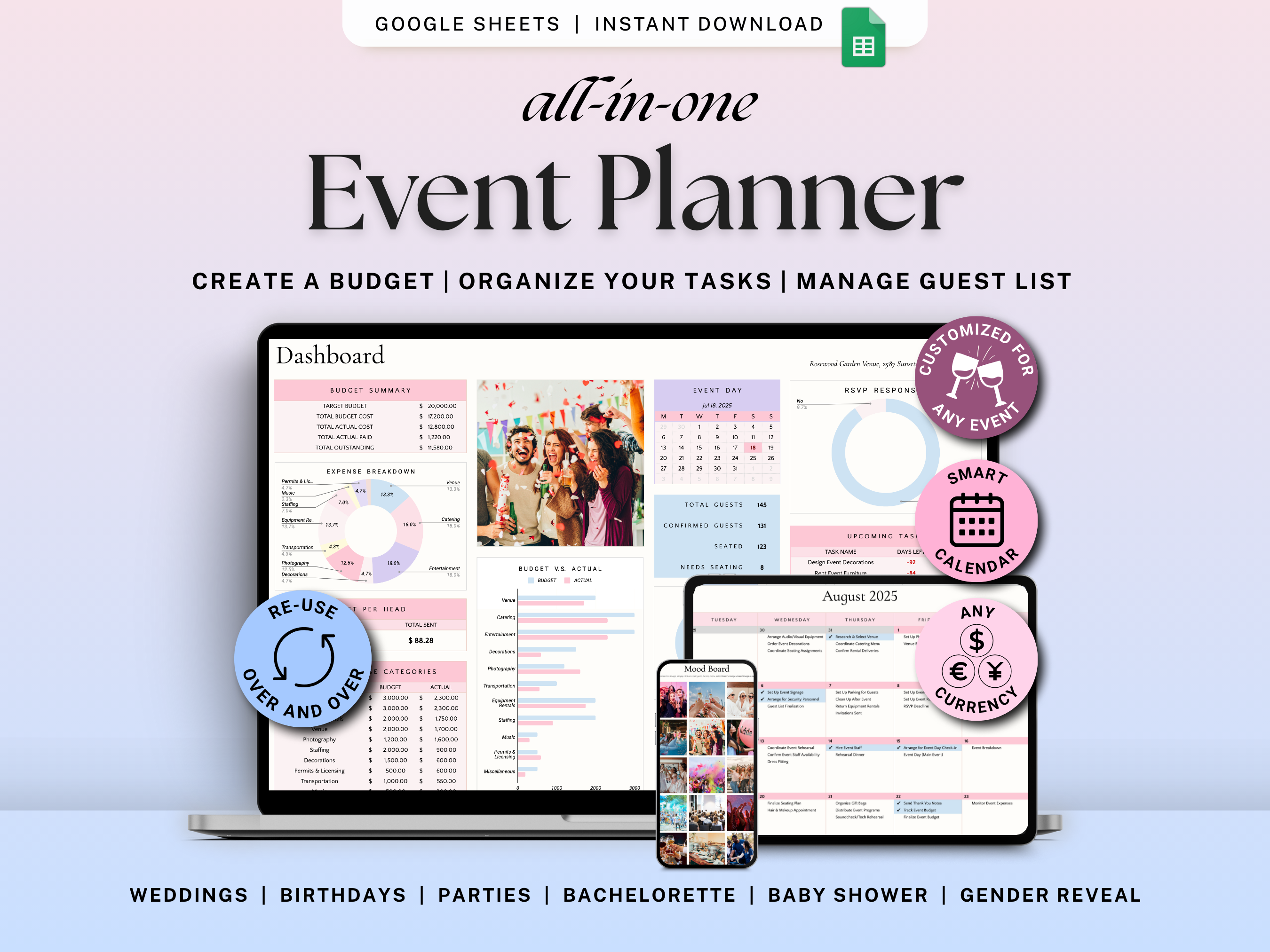 All-in-One Event Planner - Google Sheets Template | Hey Morning