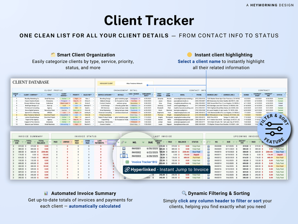 Ultimate Client Invoice Tracker & Generator - Google Sheets & Excel ...