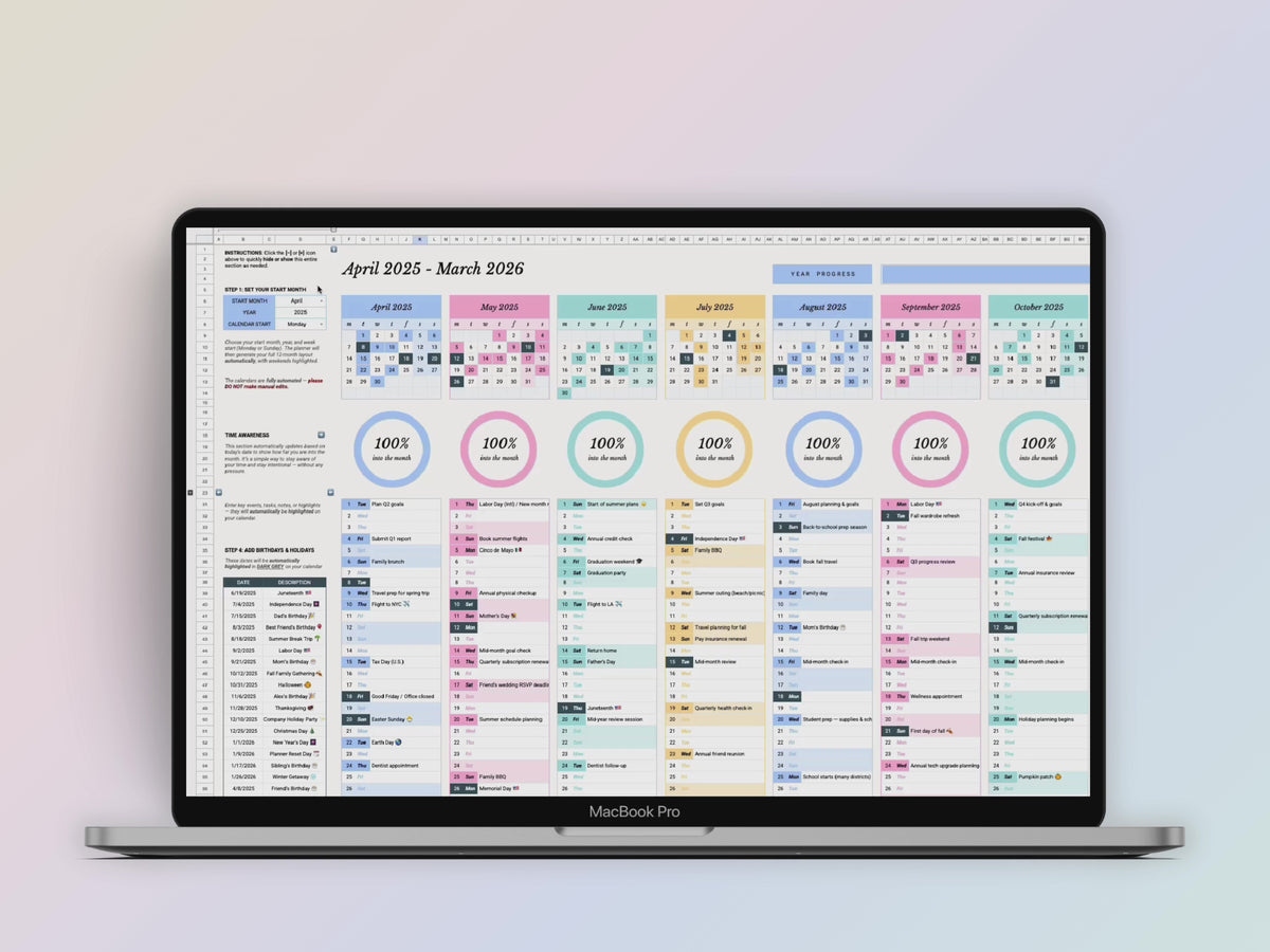 Year at a Glance Planner – Google Sheets & Excel Template – Hey Morning